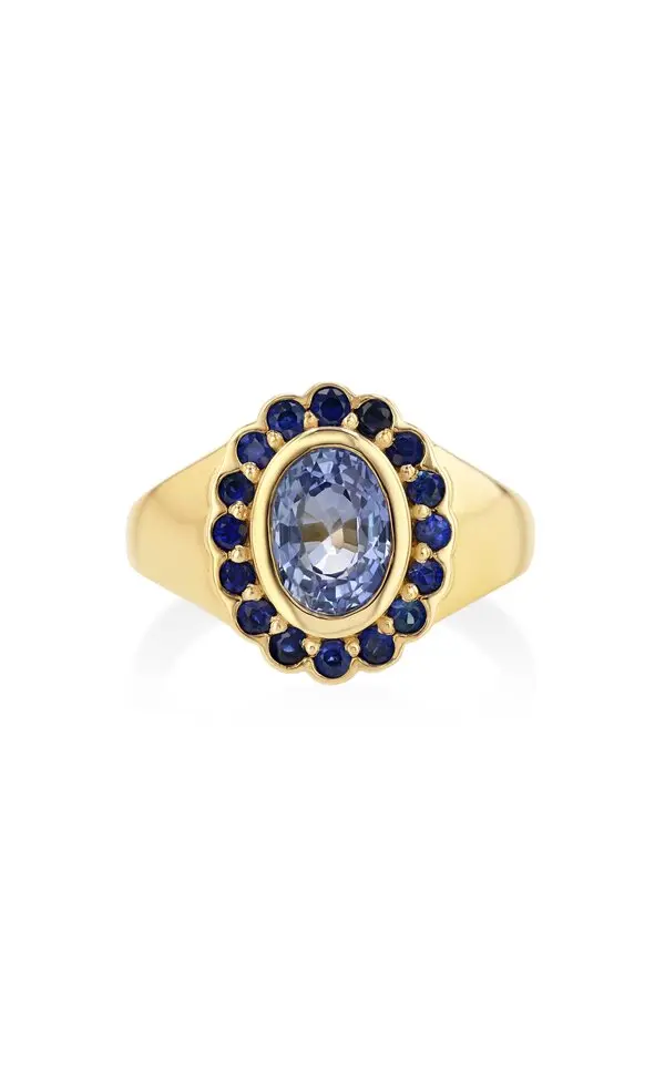 REAL FINE STUDIO Heirloom Signet Ring With Ceylon Sapphire And Sapphires