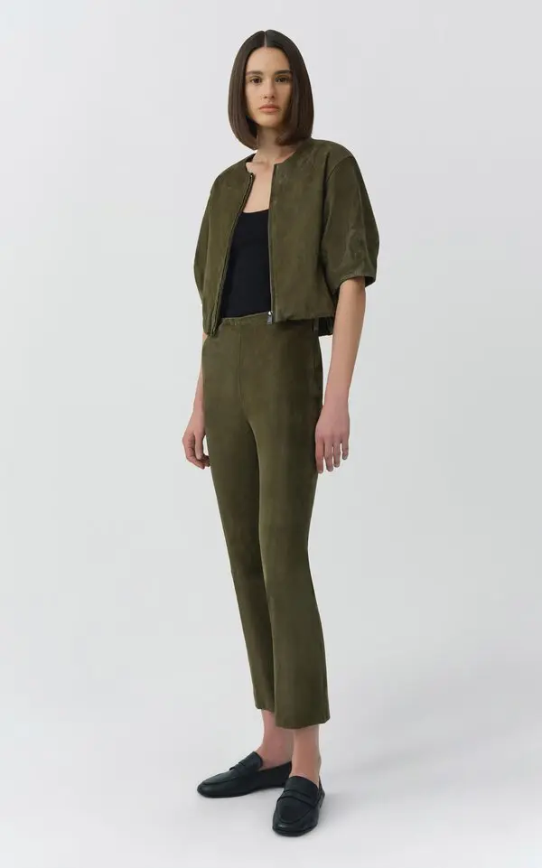 Simkhai Austyn Short Sleeve Suede Jacket