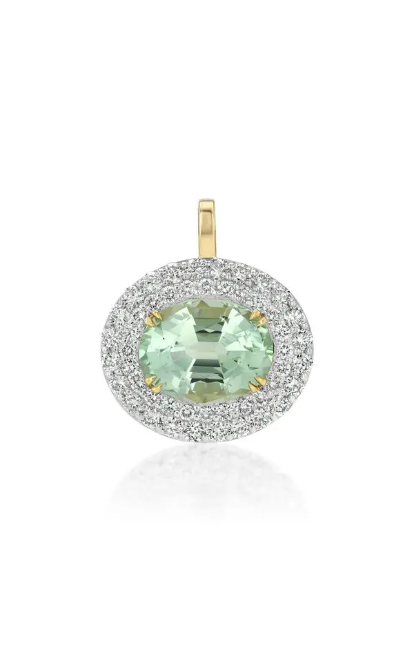 REAL FINE STUDIO 14k Yellow Gold Double Diamond Pendant