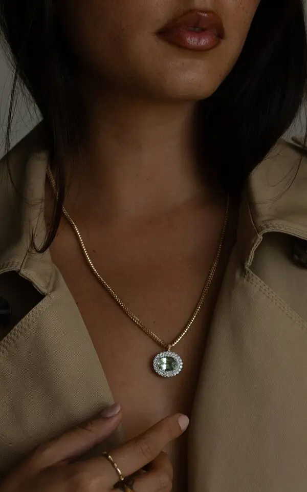 REAL FINE STUDIO 14k Yellow Gold Double Diamond Pendant