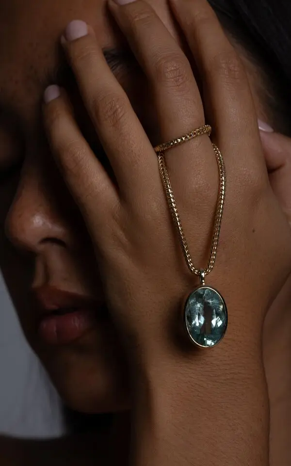 REAL FINE STUDIO 14k Yellow Gold Signature Bezel Drop Pendant