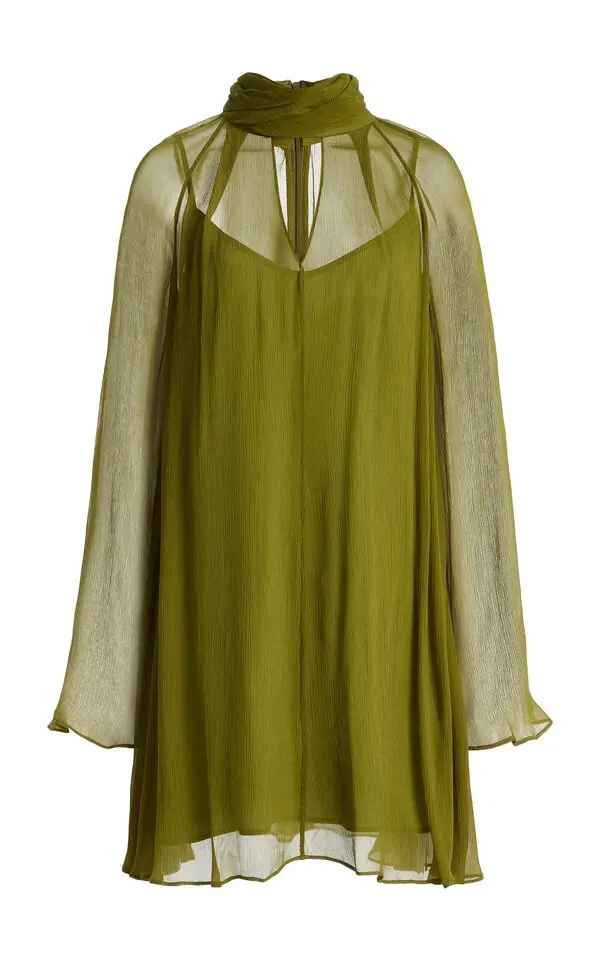 Staud Esther Chiffon Mini Dress - Green