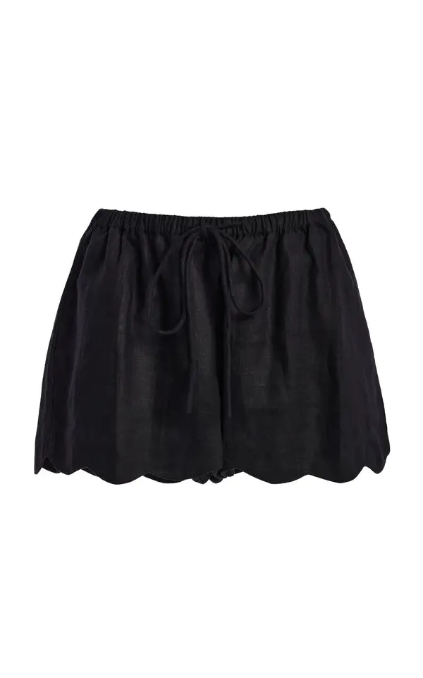 ELCE Kai Scalloped Linen Mini Shorts