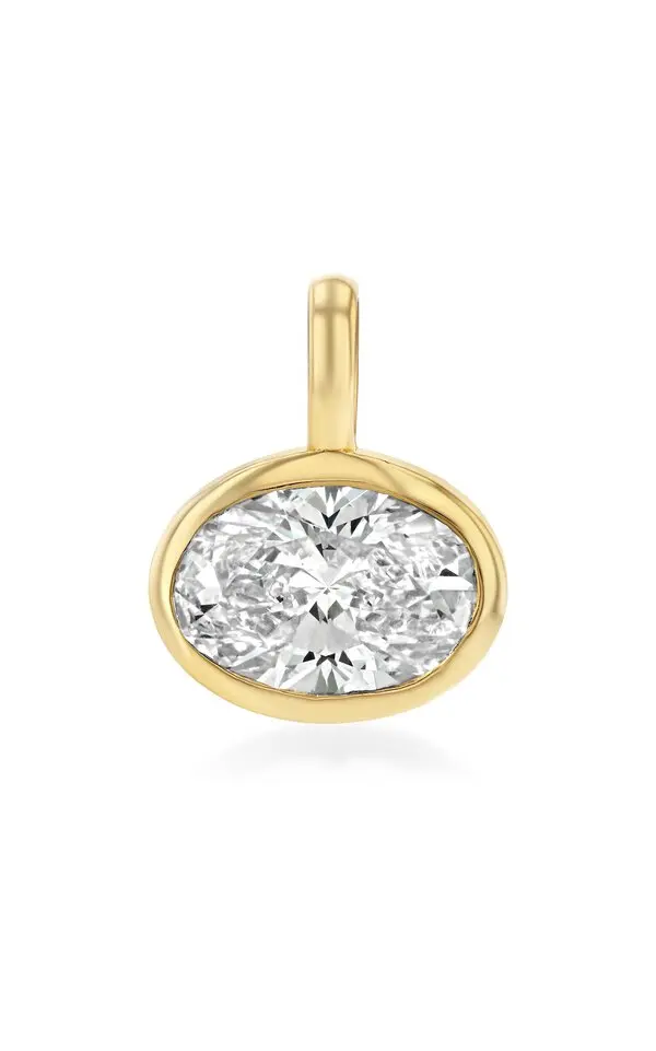 REAL FINE STUDIO Oval Diamond Bezel Pendant In 14k