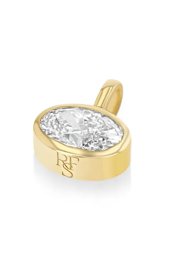 REAL FINE STUDIO Oval Diamond Bezel Pendant In 14k
