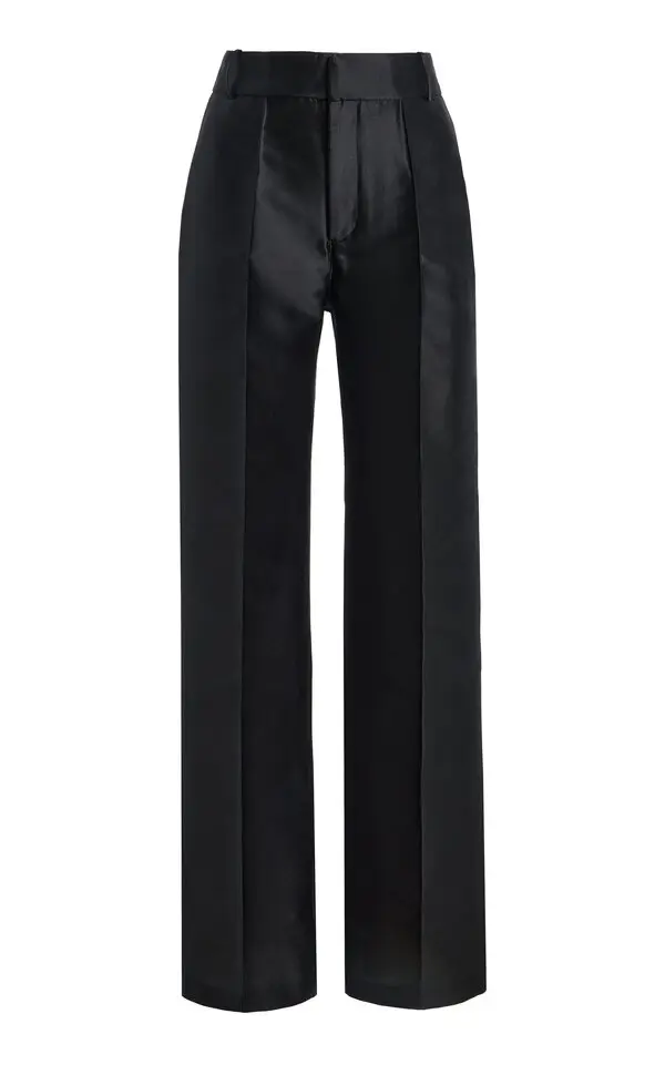 DESTREE Yoshitomo Satin Straight-leg Pants - Black