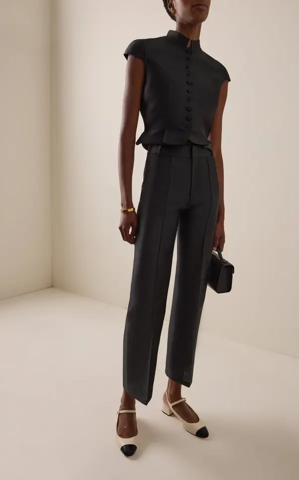 DESTREE Yoshitomo Satin Straight-leg Pants - Black