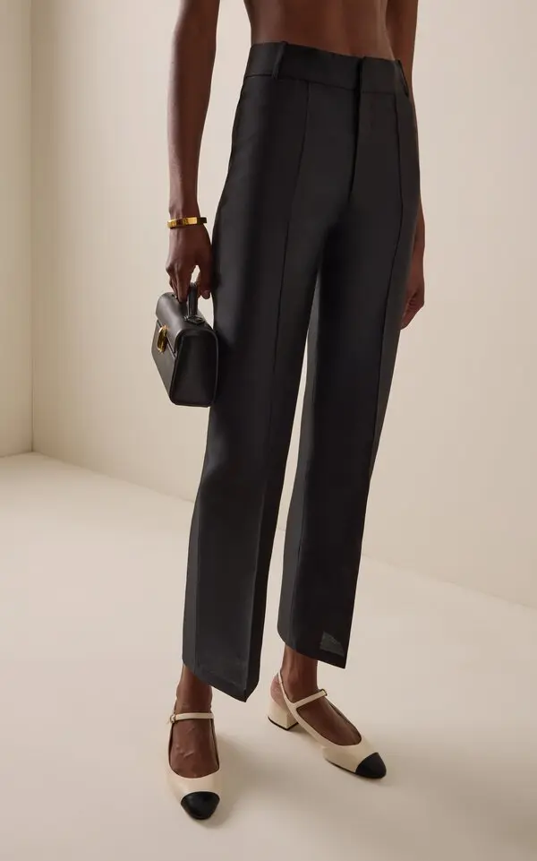 DESTREE Yoshitomo Satin Straight-leg Pants - Black