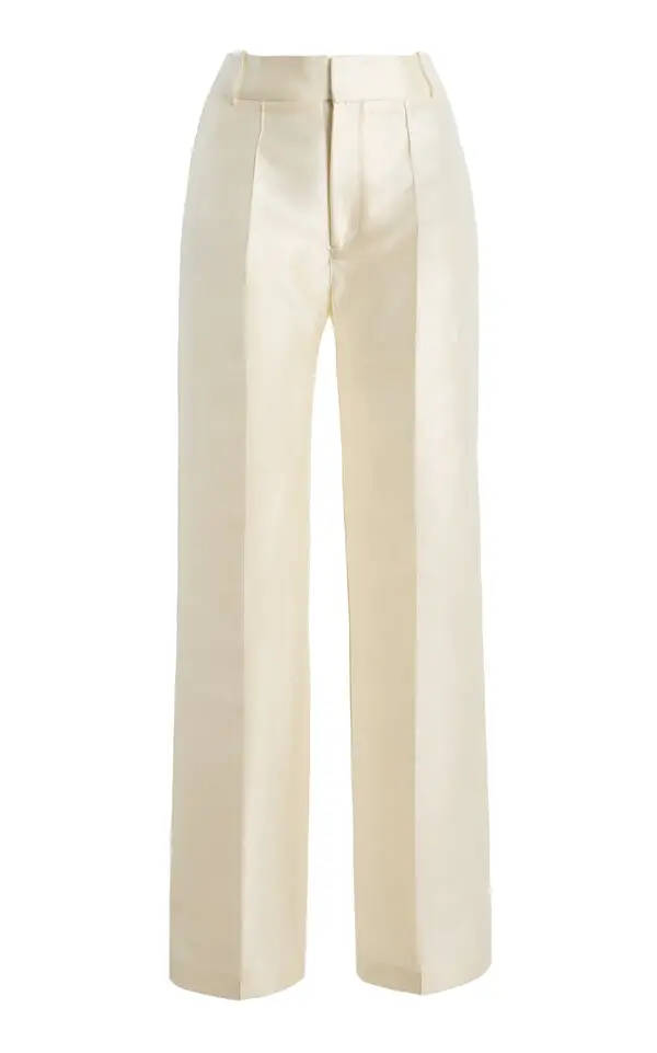 DESTREE Yoshitomo Satin Straight-leg Pants - White