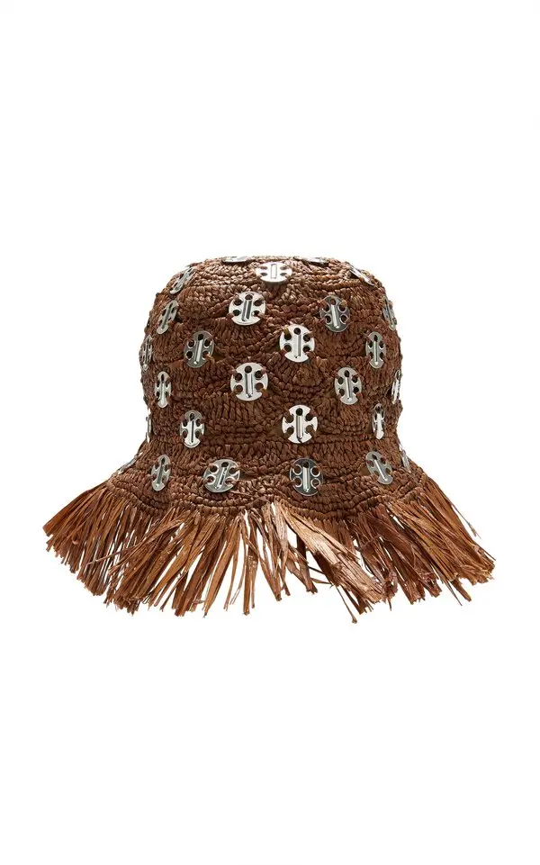 Rabanne Chainmail-embellished Raffia Bucket Hat