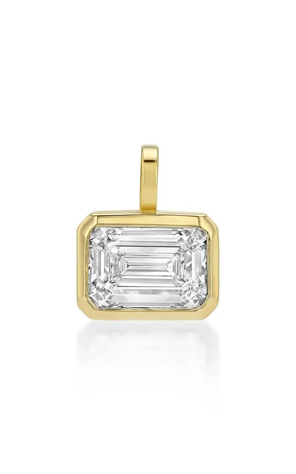 REAL FINE STUDIO Emerald Cut Bezel Set Diamond Pendant - Gold