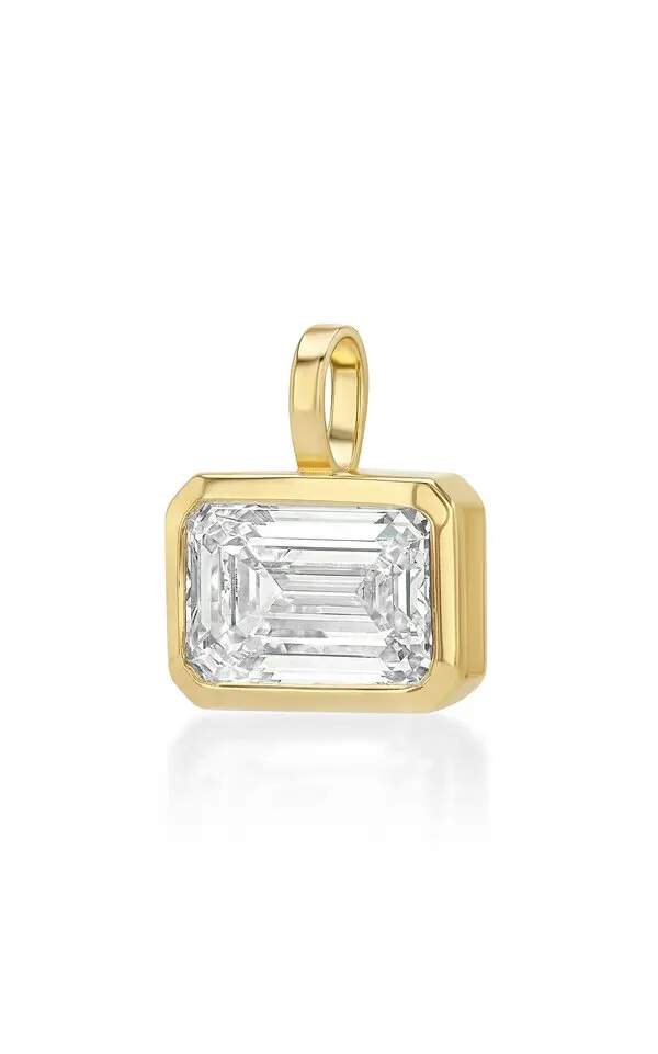 REAL FINE STUDIO Emerald Cut Bezel Set Diamond Pendant