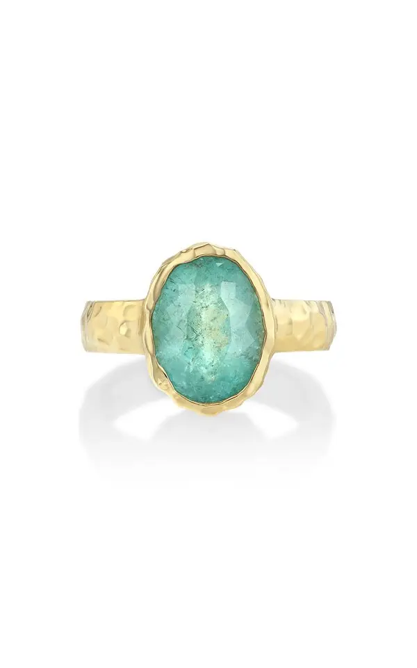 REAL FINE STUDIO 14k Yellow Gold "golden Hour" Ring With Sea Foam Stone
