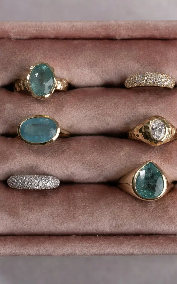 REAL FINE STUDIO 14k Yellow Gold "golden Hour" Ring With Sea Foam Stone