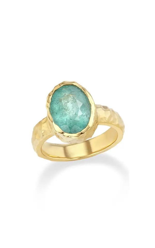 REAL FINE STUDIO 14k Yellow Gold "golden Hour" Ring With Sea Foam Stone