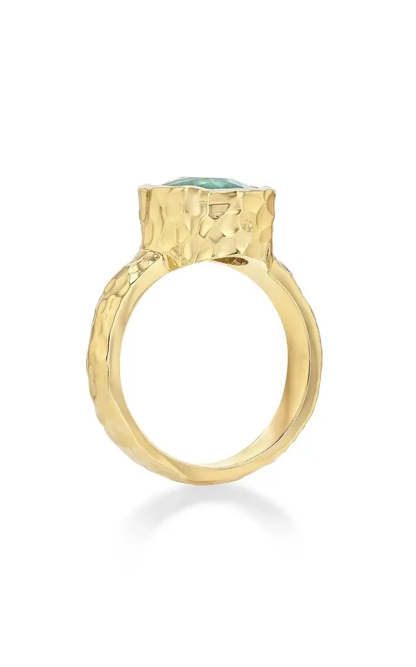 REAL FINE STUDIO 14k Yellow Gold "golden Hour" Ring With Sea Foam Stone
