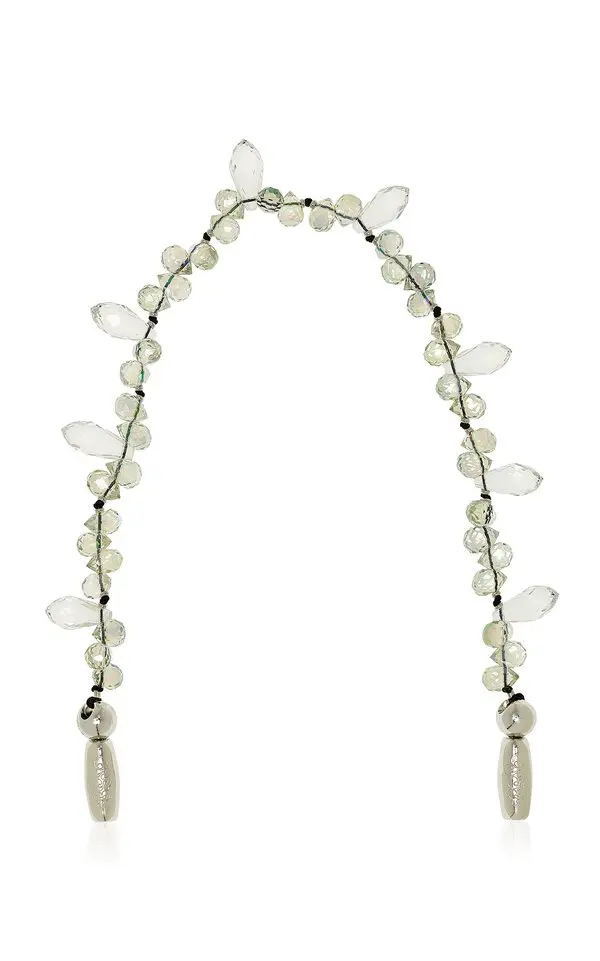 OSSA Beaded Crystal Wristlet - White