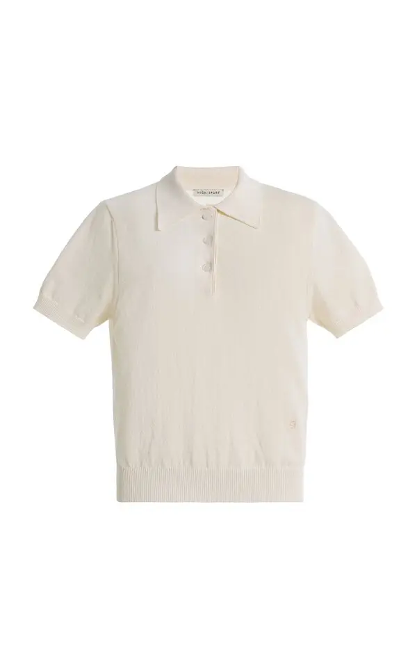 HIGH SPORT Court Cotton Crepe Polo Shirt - Ivory