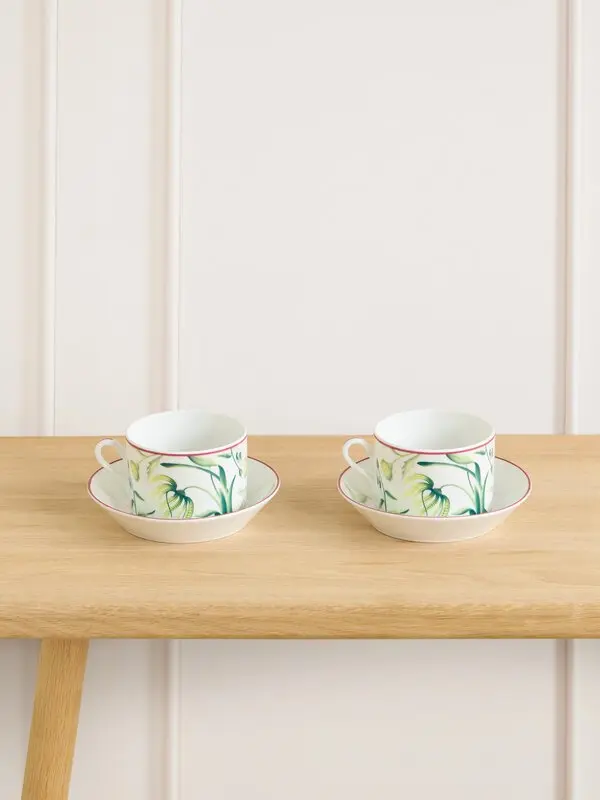 GINORI 1735 Florenza Set Of Two Porcelain Tea Cups And Saucers - Multi