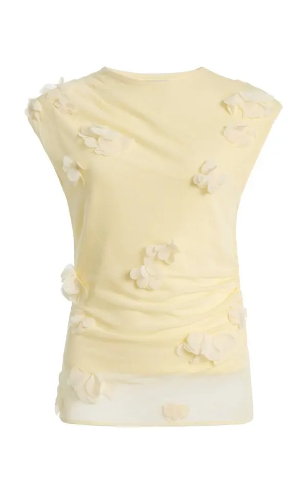 Simkhai Floral Applique Chiffon Top - Yellow