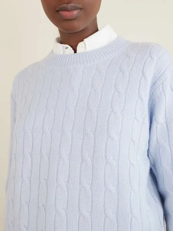 Arch4 Tinka Cable-knit Cashmere Sweater - Light Blue