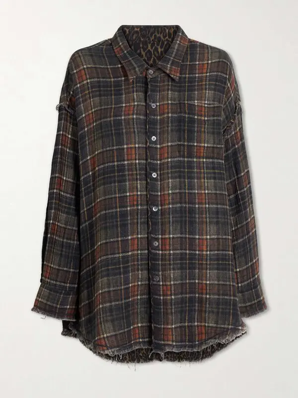 R13 Checked Cotton Reversible Shirt