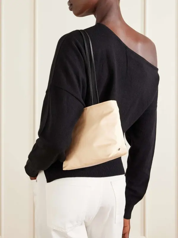 VALESQUE Spaghetti Leather-trimmed Nylon Shoulder Bag