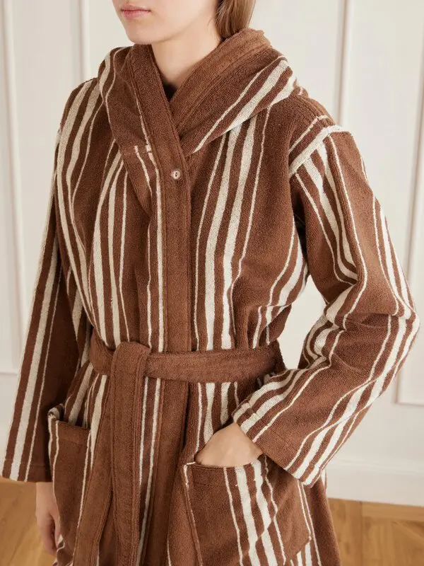 AUTUMN SONATA Charlotte Striped Cotton-terry Robe