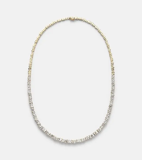 SUZANNE KALAN 18kt Yellow Tennis Necklace With Baguette Diamonds - Gold