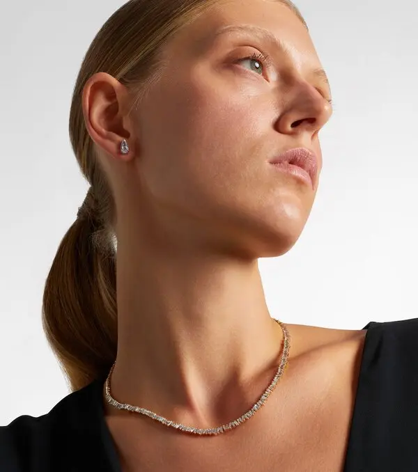 SUZANNE KALAN 18kt Yellow Tennis Necklace With Baguette Diamonds