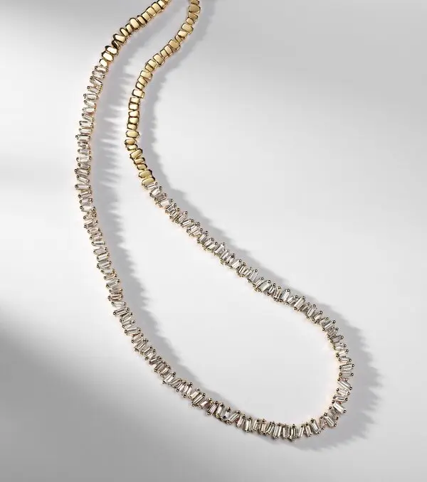 SUZANNE KALAN 18kt Yellow Tennis Necklace With Baguette Diamonds