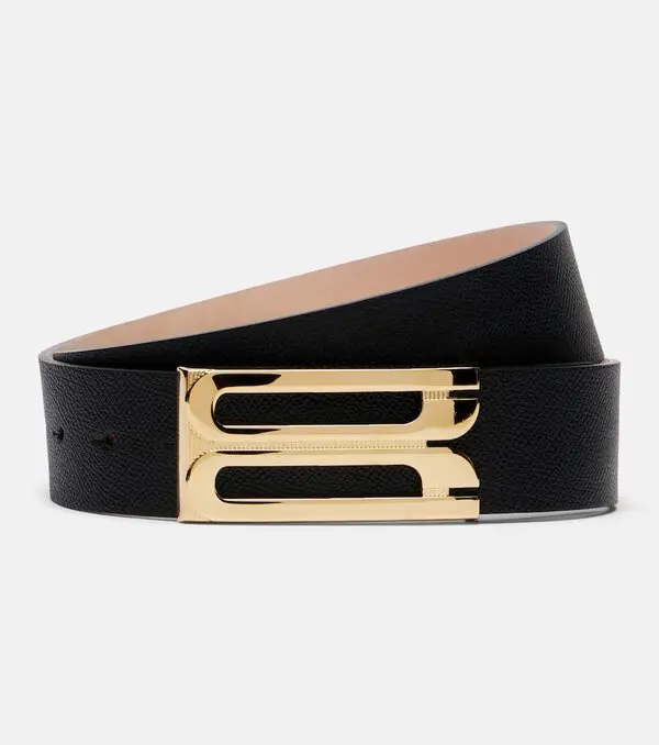 Victoria Beckham Leather Belt With Gold Buckle - Black