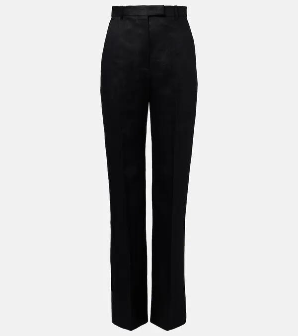 Alexander McQueen High-rise Flared Wool Trousers - Black