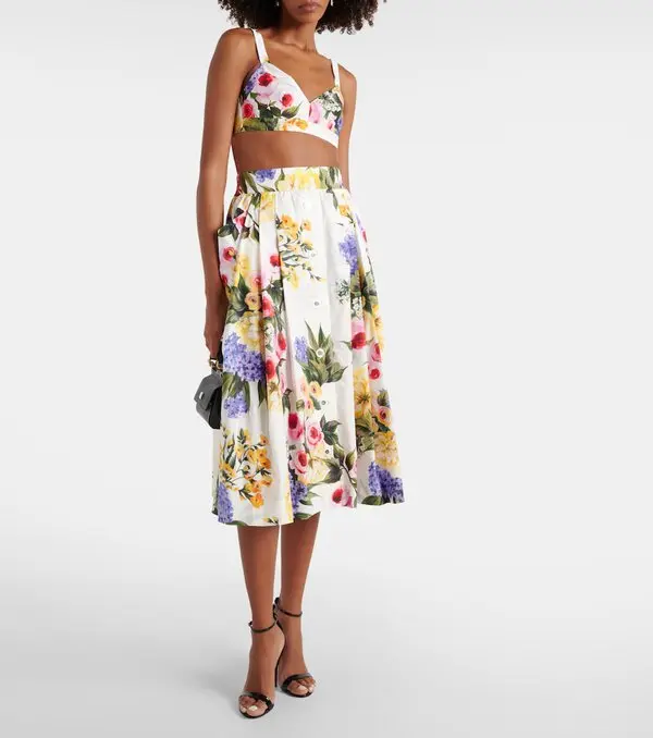 Dolce & Gabbana Floral Cotton Poplin Bra Top