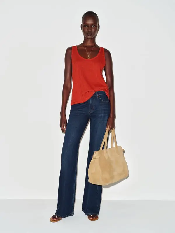 REFORMATION Eva Pointelle Knit Top - Red