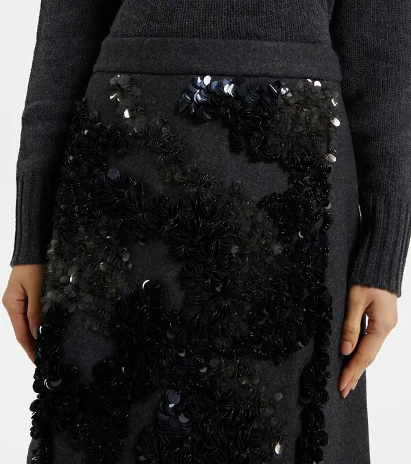 Plan C Sequined Wool-blend Midi Skirt