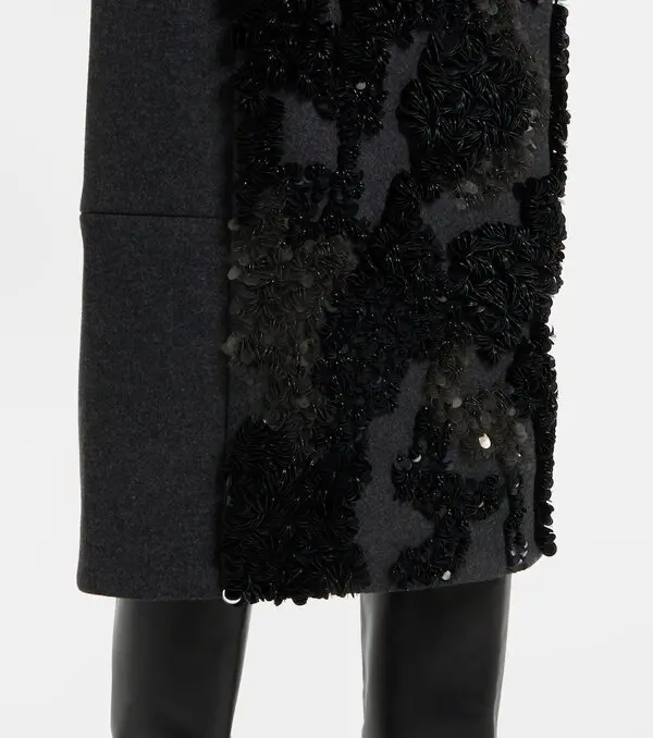 Plan C Sequined Wool-blend Midi Skirt
