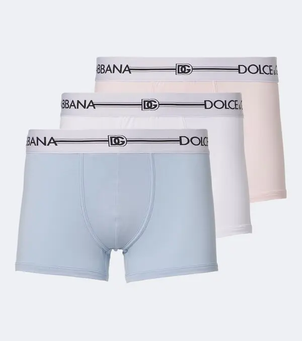 Dolce & Gabbana Set Of 3 Cotton-blend Jersey Briefs - Multicoloured