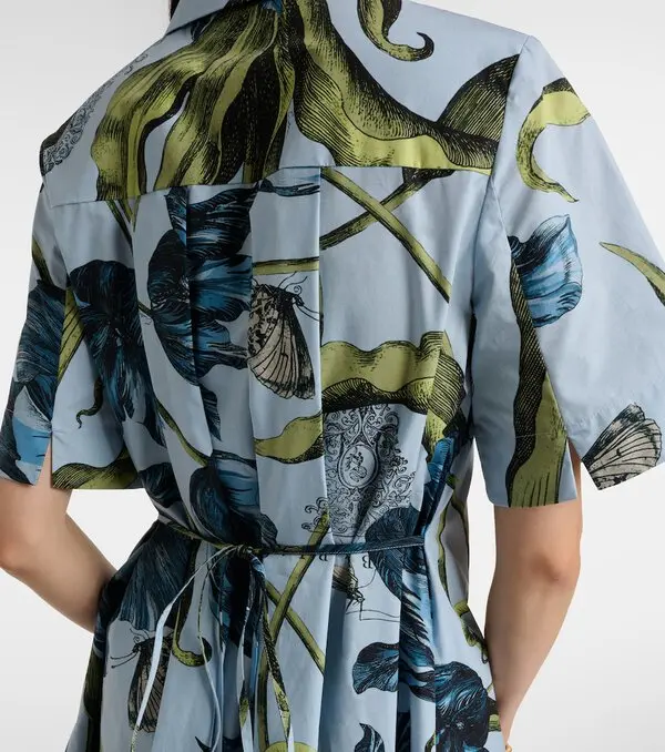 Erdem Floral Cotton Midi Dress - Blue