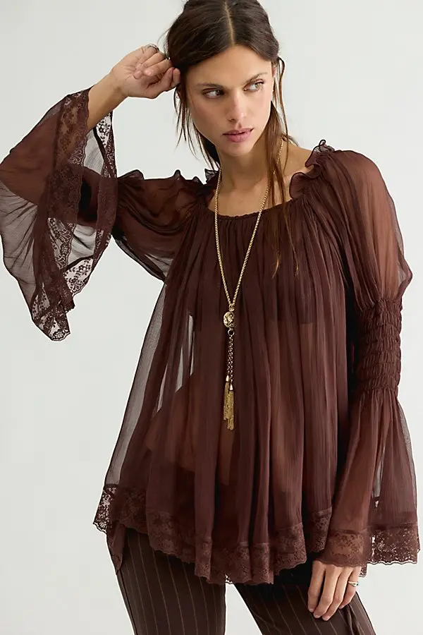 NIGEL PRESTON Byron Babydoll Tunic - Chicory Coffee