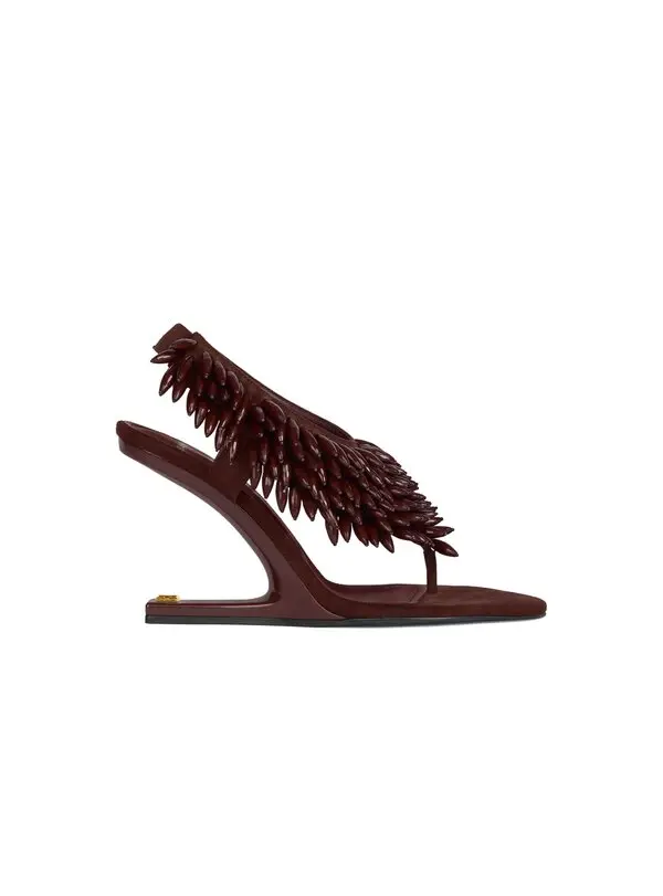Balmain No Wedge Beaded Suede Sandals