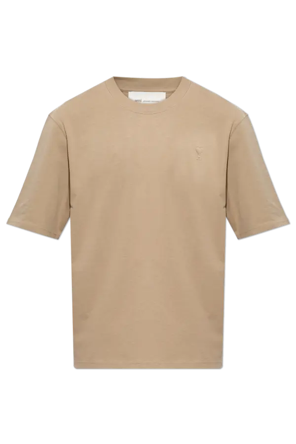 AMI Paris T-shirt With Logo - Beige