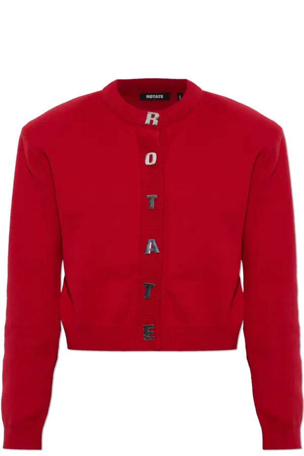 ROTATE BY BIRGER CHRISTENSEN Cotton Cardigan With Shoulder Pads