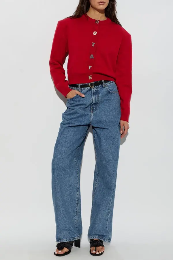 ROTATE BY BIRGER CHRISTENSEN Cotton Cardigan With Shoulder Pads
