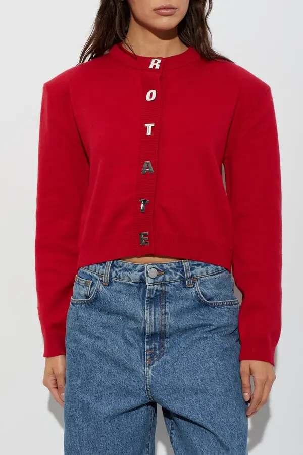 ROTATE BY BIRGER CHRISTENSEN Cotton Cardigan With Shoulder Pads
