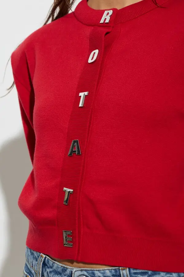 ROTATE BY BIRGER CHRISTENSEN Cotton Cardigan With Shoulder Pads