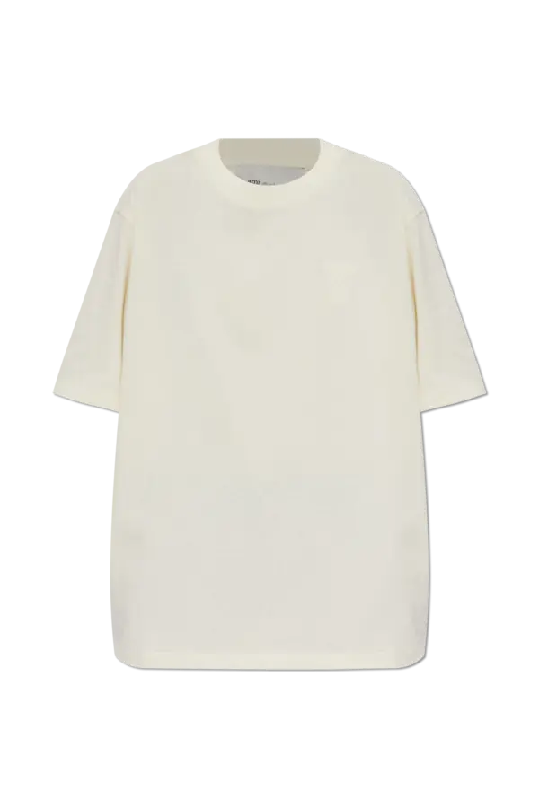 AMI Paris Embroidered Heart Logo T-shirt - Cream