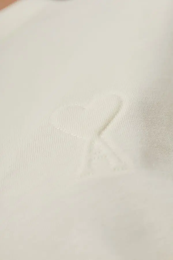 AMI Paris Logo Embroidered T-shirt - Cream