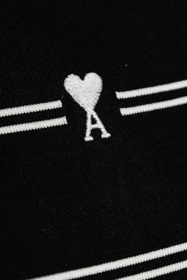AMI Paris Striped Long Sleeve Polo