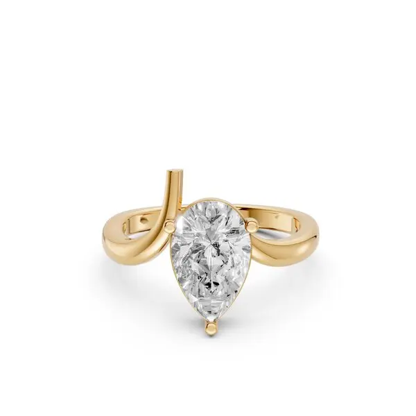 AYA FINE JEWELRY 1.00 Ct Pear Lab Grown Diamond Bypass Solitaire Engagement Ring In 14k Gold - Yellow